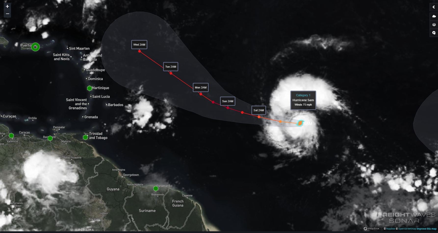 Hurricane Sam to intensify on way to Caribbean - FreightWaves